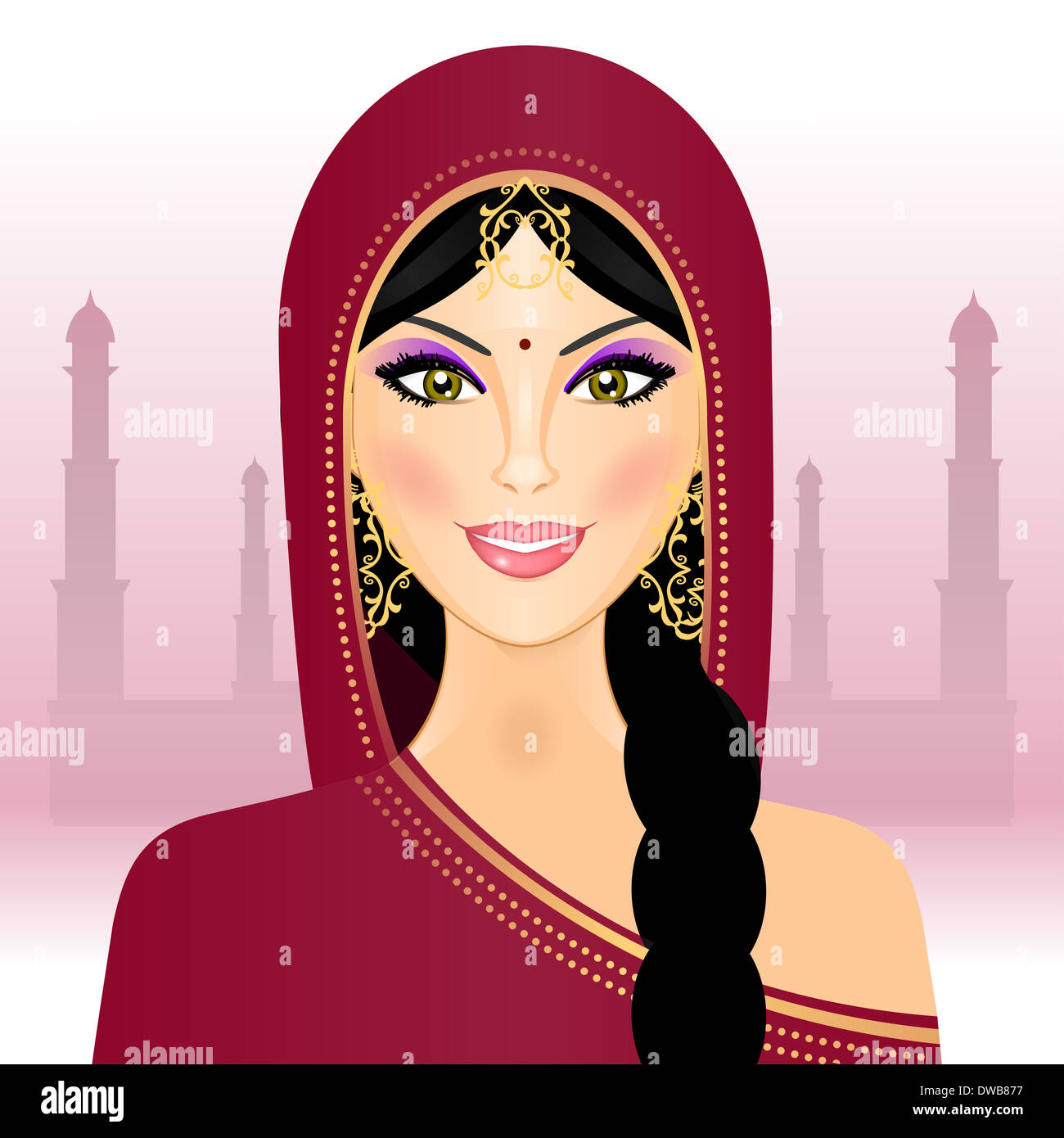 illustration of Indian woman Stock Photo - Alamy