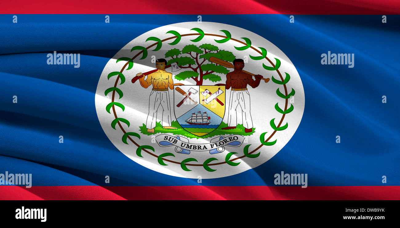 Belize national flag waving in hi-res stock photography and images - Alamy