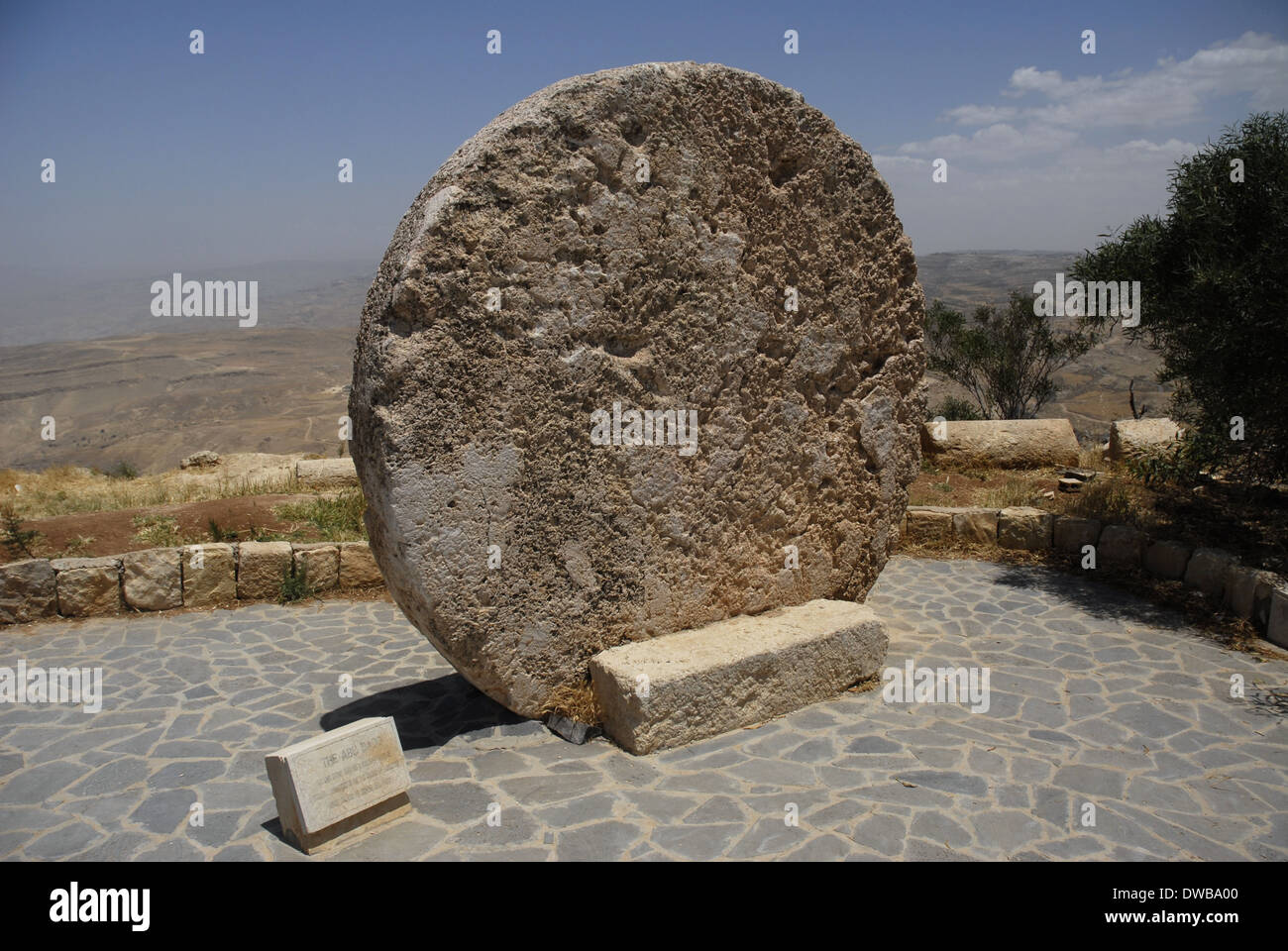 Moses Stone Monument, Rolling Stone, at Mount Nebo, Jordan Stock Photo ...