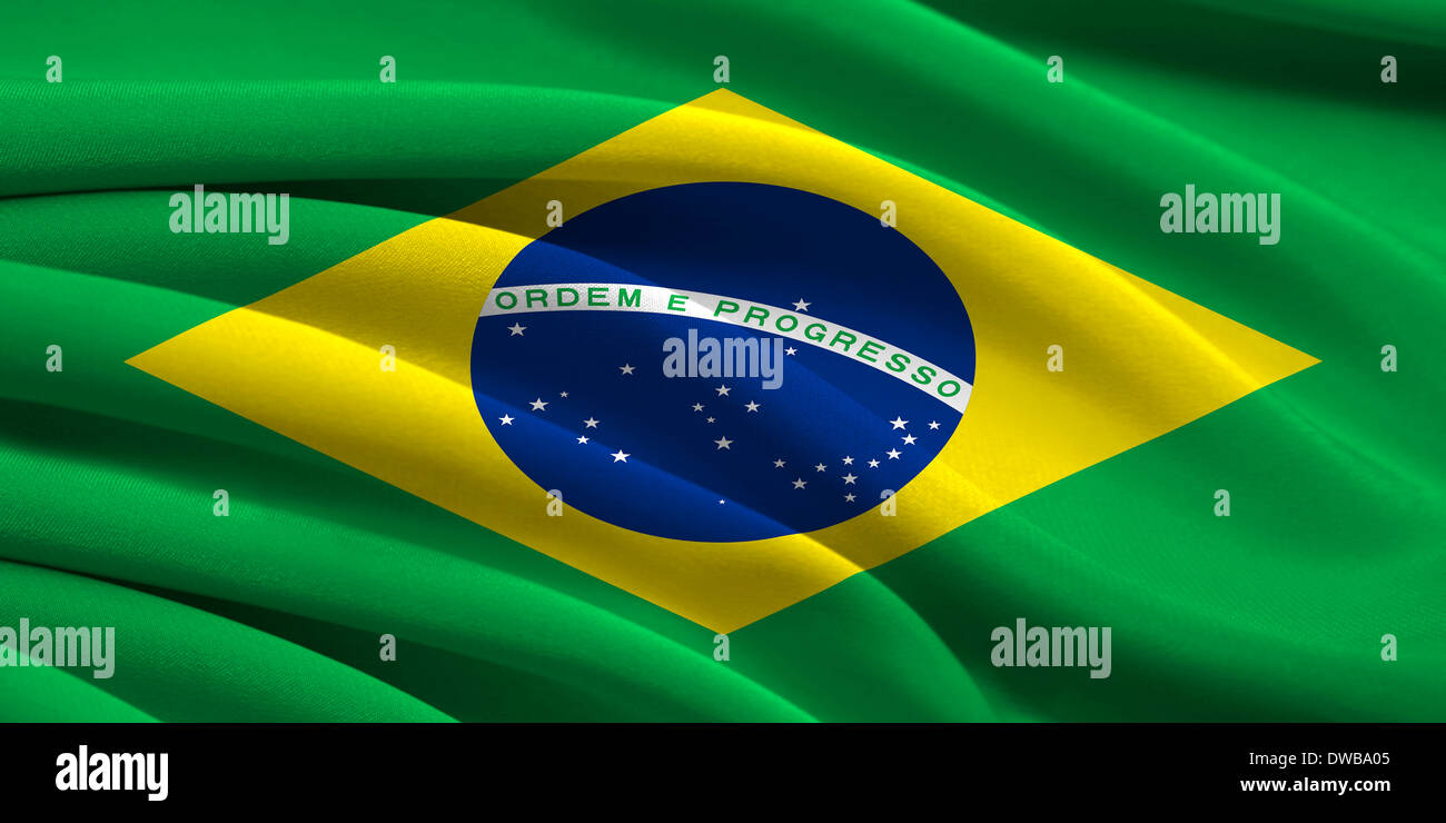 Flag of Brazil waving in the wind Stock Photo - Alamy
