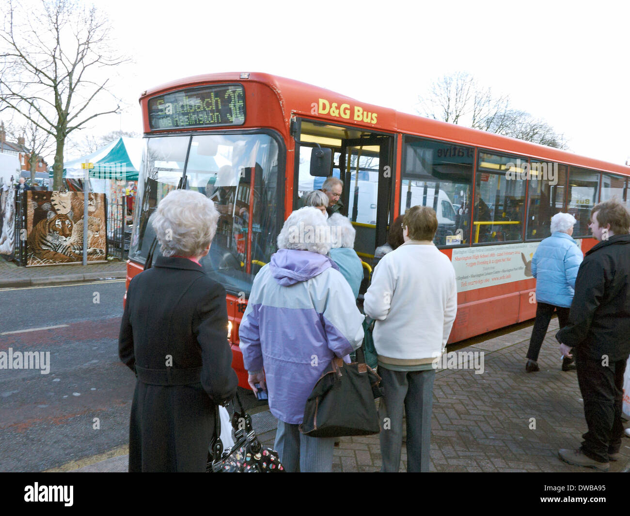 People about to board a D&G bus in Sandbach Cheshire UK Stock Photo - Alamy