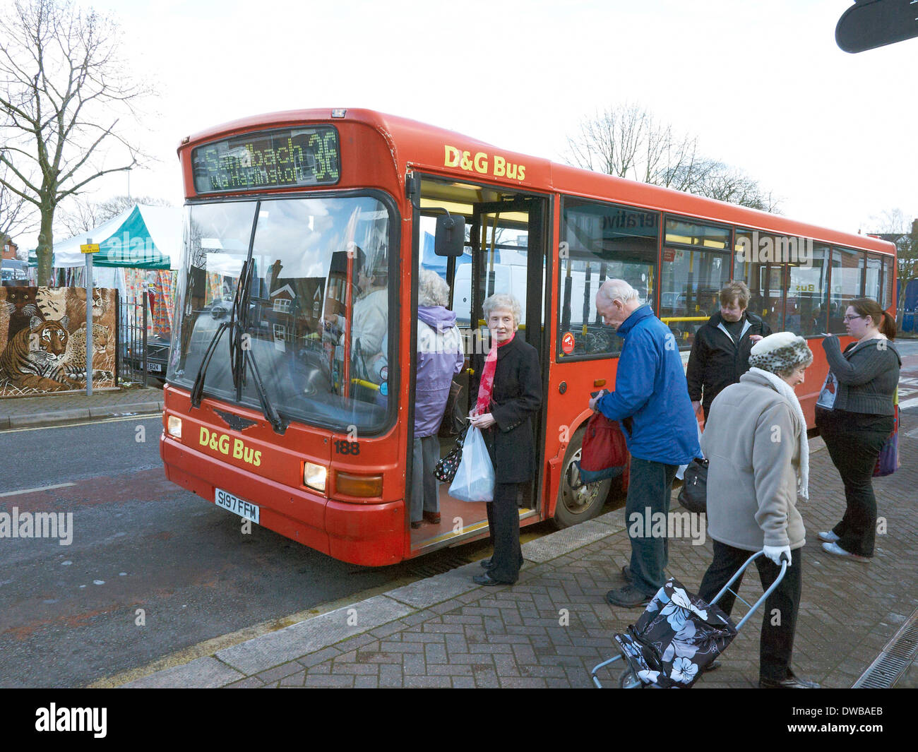 People about to board a D&G bus in Sandbach Cheshire UK Stock Photo - Alamy