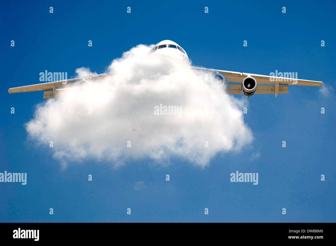 Plane is flying through a cloud Stock Photo - Alamy