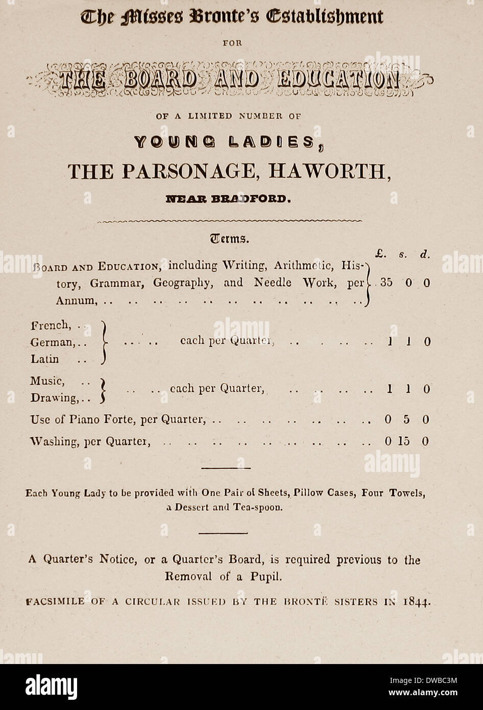 Haworth Parsonage Bronte Sisters handbill / poster Victorian period ...