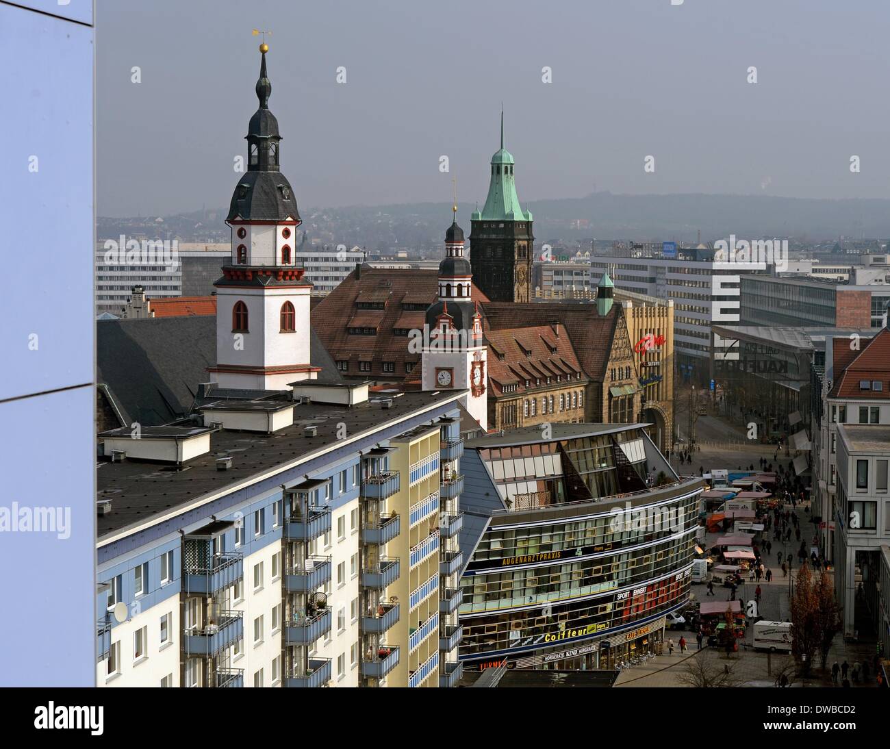 Chemitz, Germany. 5th Mar, 2014. A view of the city centre of Chemitz ...