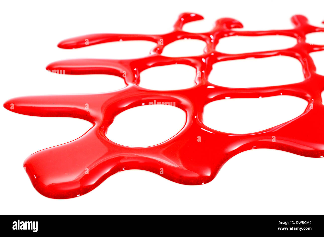 design made with strawberry syrup on a white background Stock Photo - Alamy