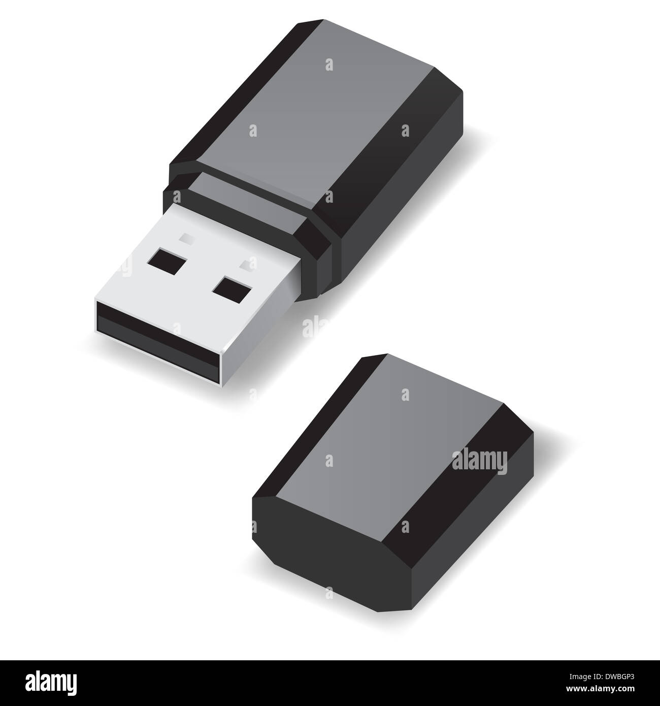 Black USB flash drive with cap isolated on white Stock Photo - Alamy
