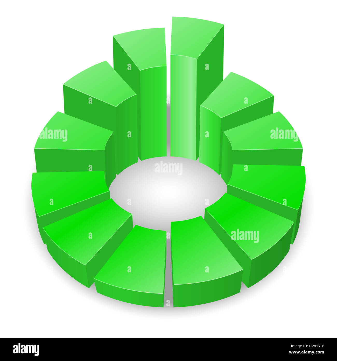 Green circular diagram with columns isolated on white background Stock ...