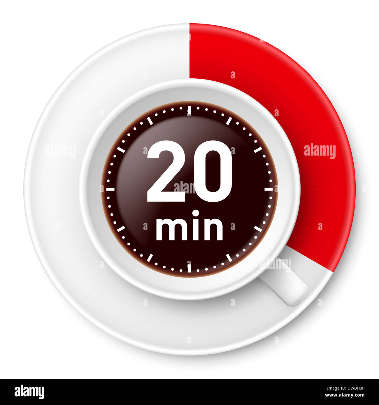Cup of coffee with time limit for break: twenty minutes. Illustration ...
