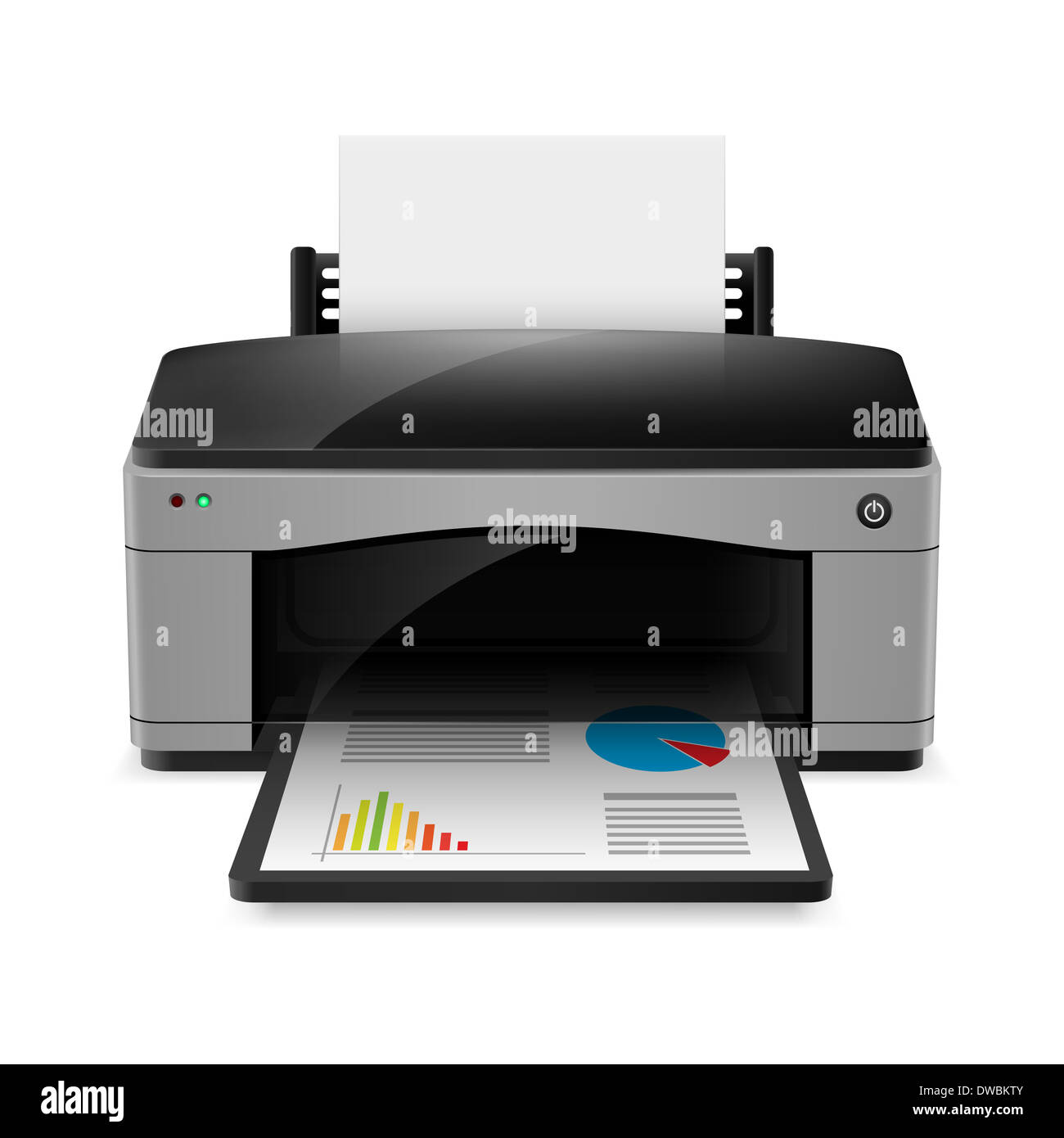 Realistic printer. Illustration on white background for design Stock ...