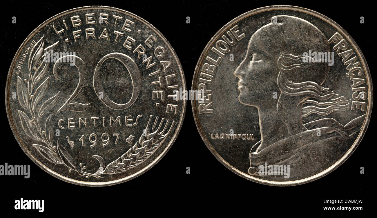 20 centimes coin, France, 1997 Stock Photo - Alamy