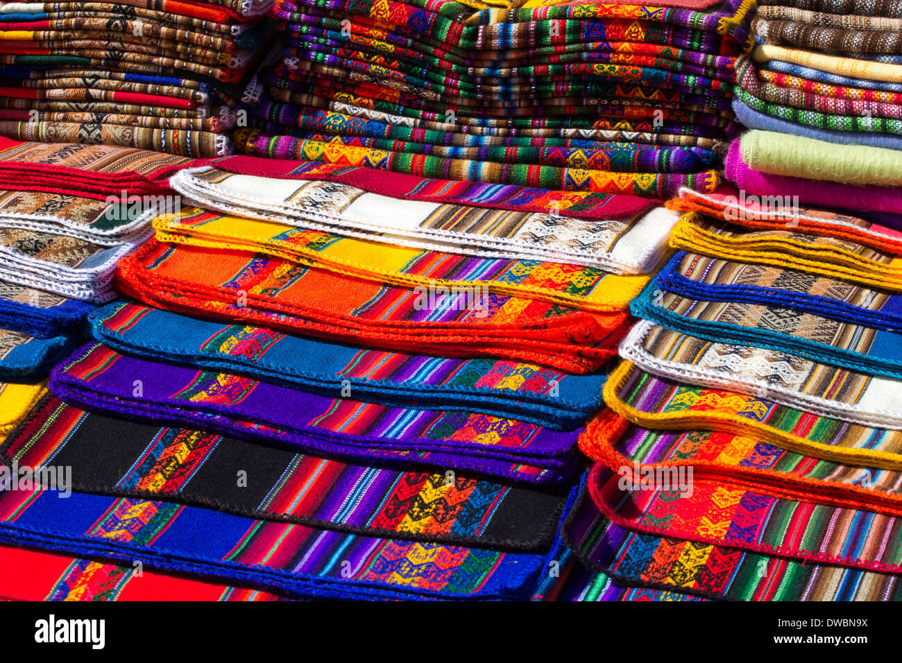 Colorful Fabric at market in Peru, South America Stock Photo - Alamy