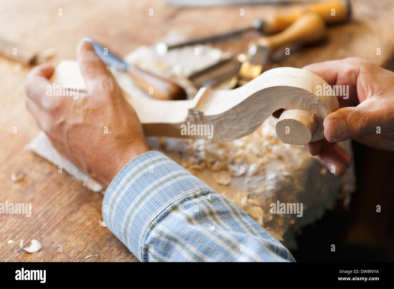 Violin maker at work Stock Photo - Alamy