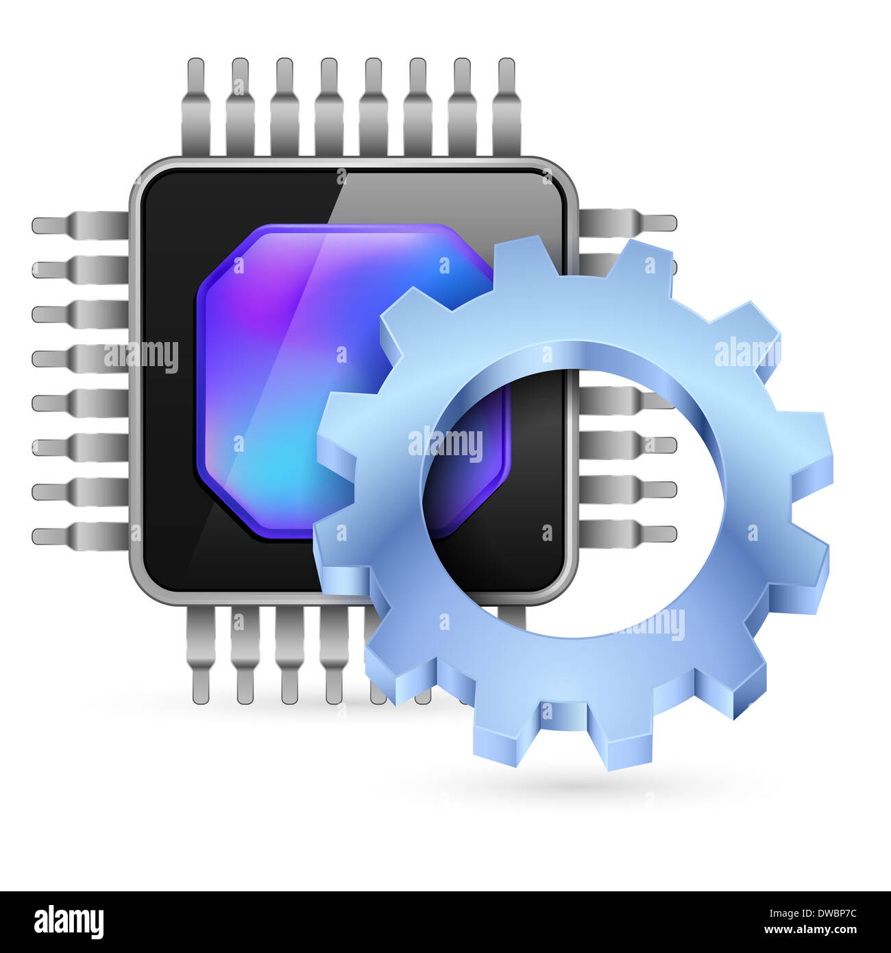 Gearwheel with processor. Illustration on white background for design ...