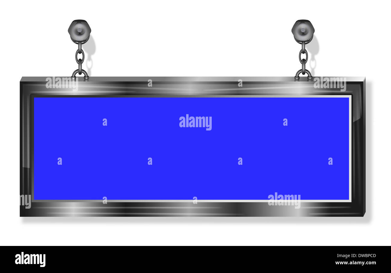 Illustration of a blue metallic message announcement board hanging from ...