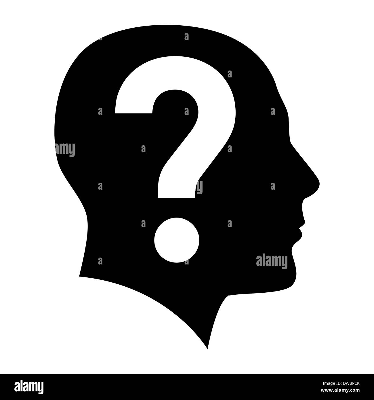 Human face with question mark. Illustration on white background Stock ...