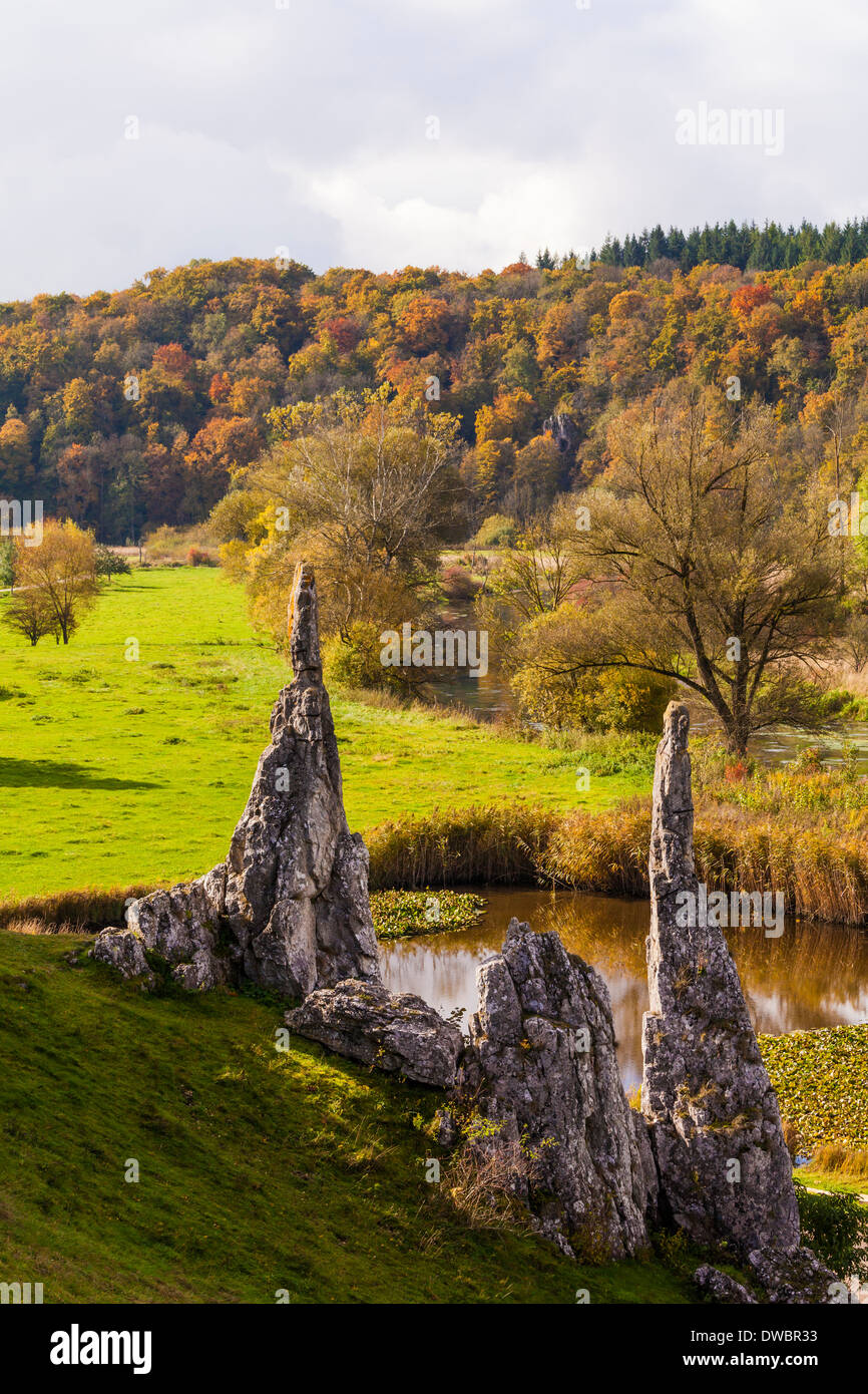 Germany Baden-Wuerttemberg Swabian Alb near Herbrechtingen Eselburg ...
