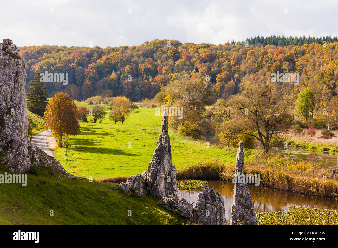 Germany Baden-Wuerttemberg Swabian Alb near Herbrechtingen Eselburg ...