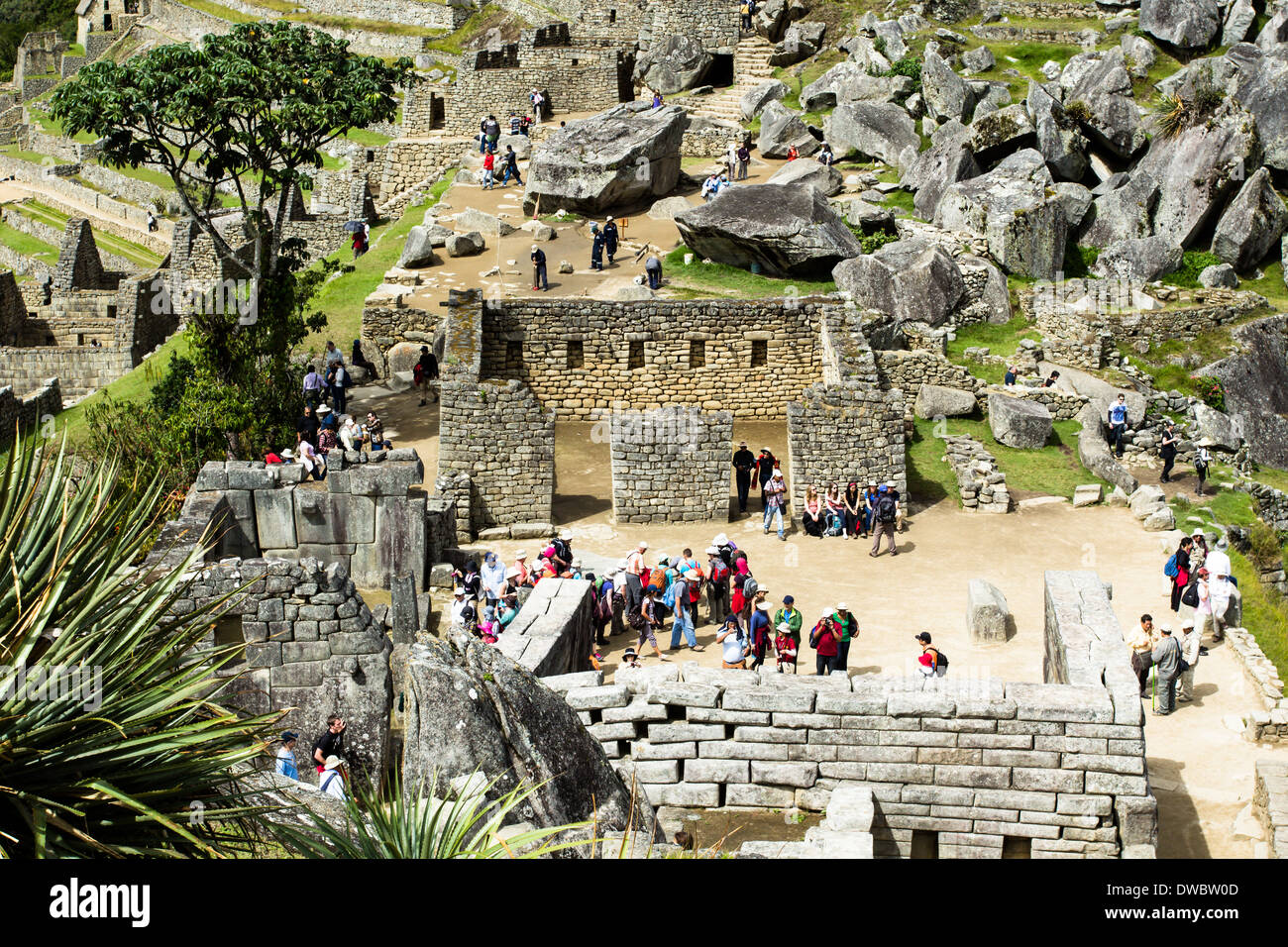 View of the ancient Inca City of Machu Picchu. The 15-th century Inca ...