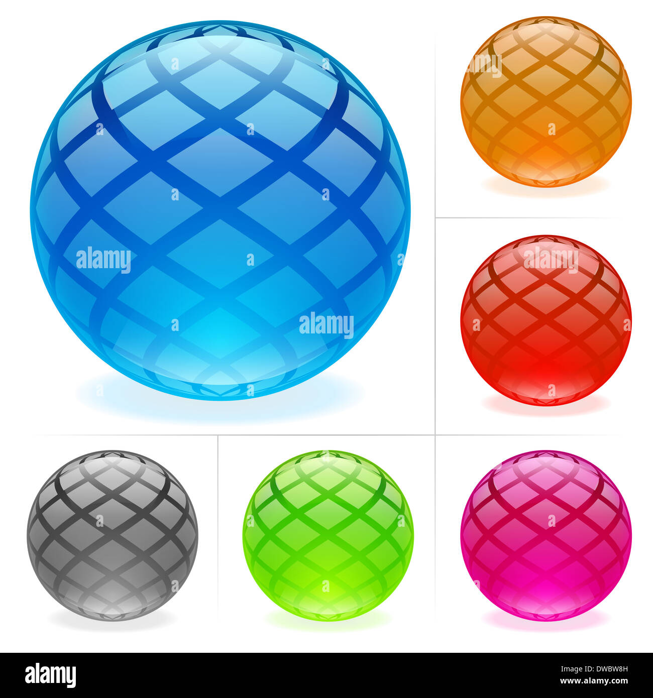 Collection of colorful glossy spheres isolated on white Stock Photo - Alamy