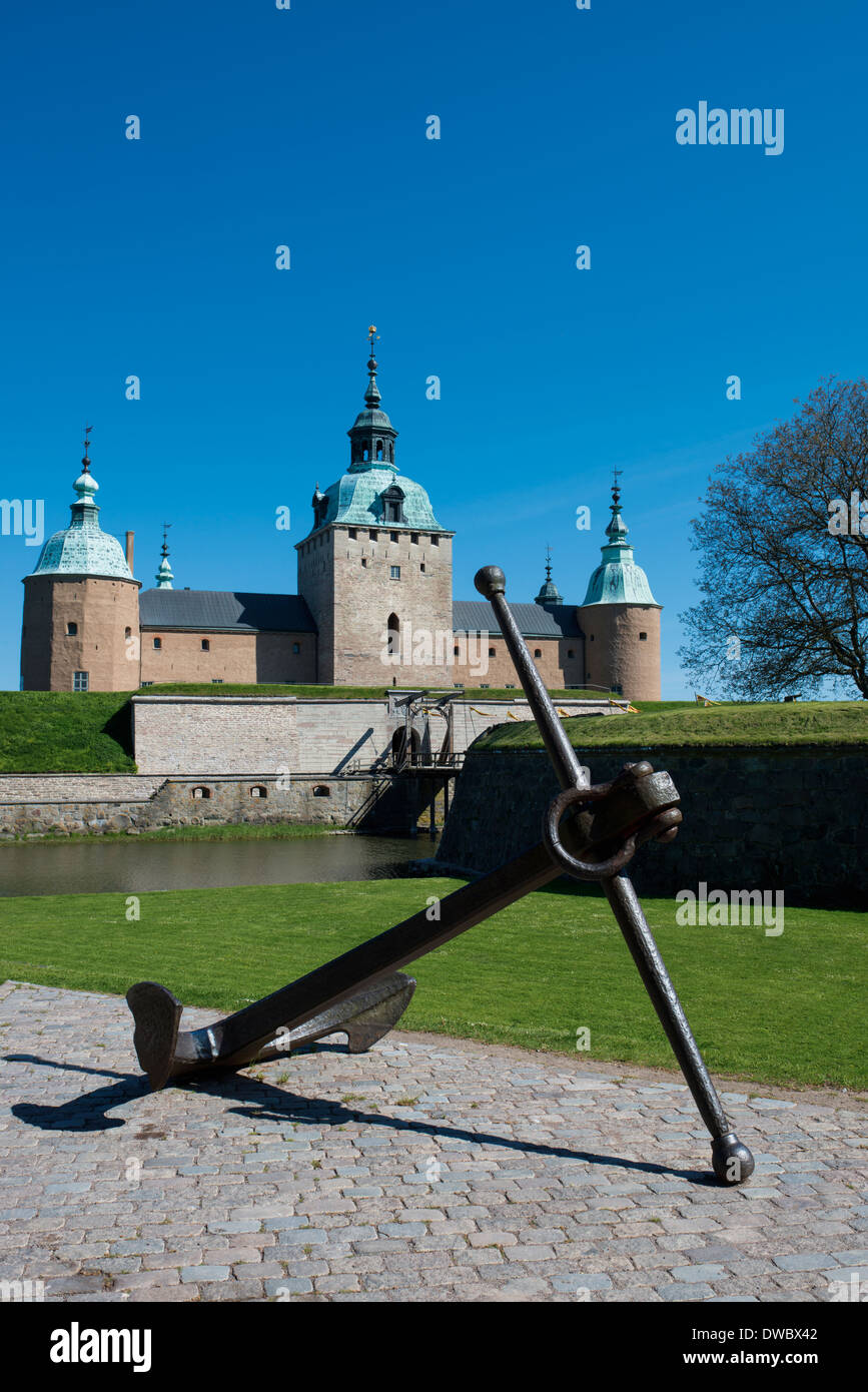 Sweden, Kalmar, historic anchor in front of Kalmar castle Stock Photo ...