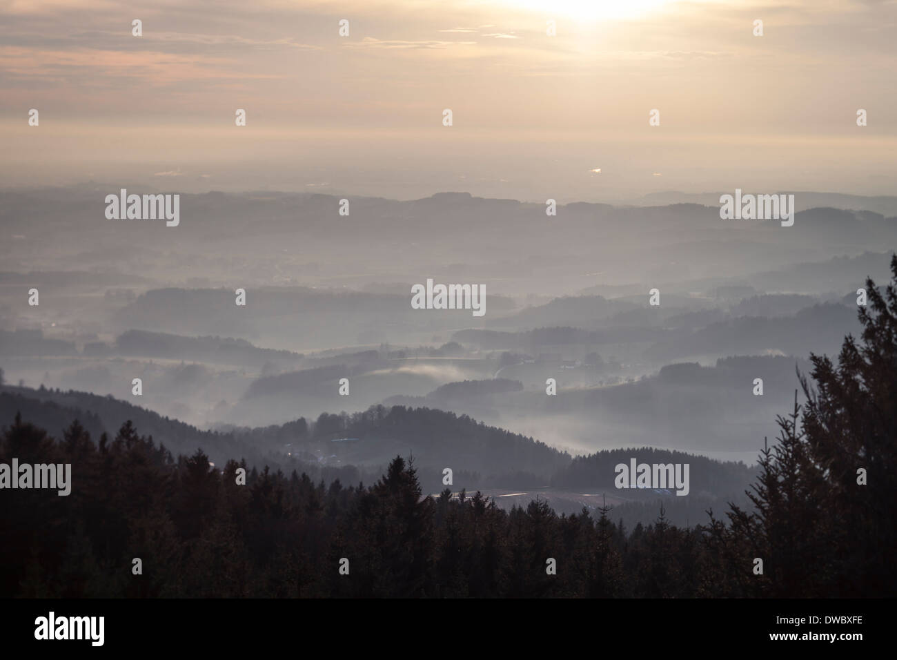 Germany, Bavaria, Sankt Englmar, View above Bavarian Forest Stock Photo ...