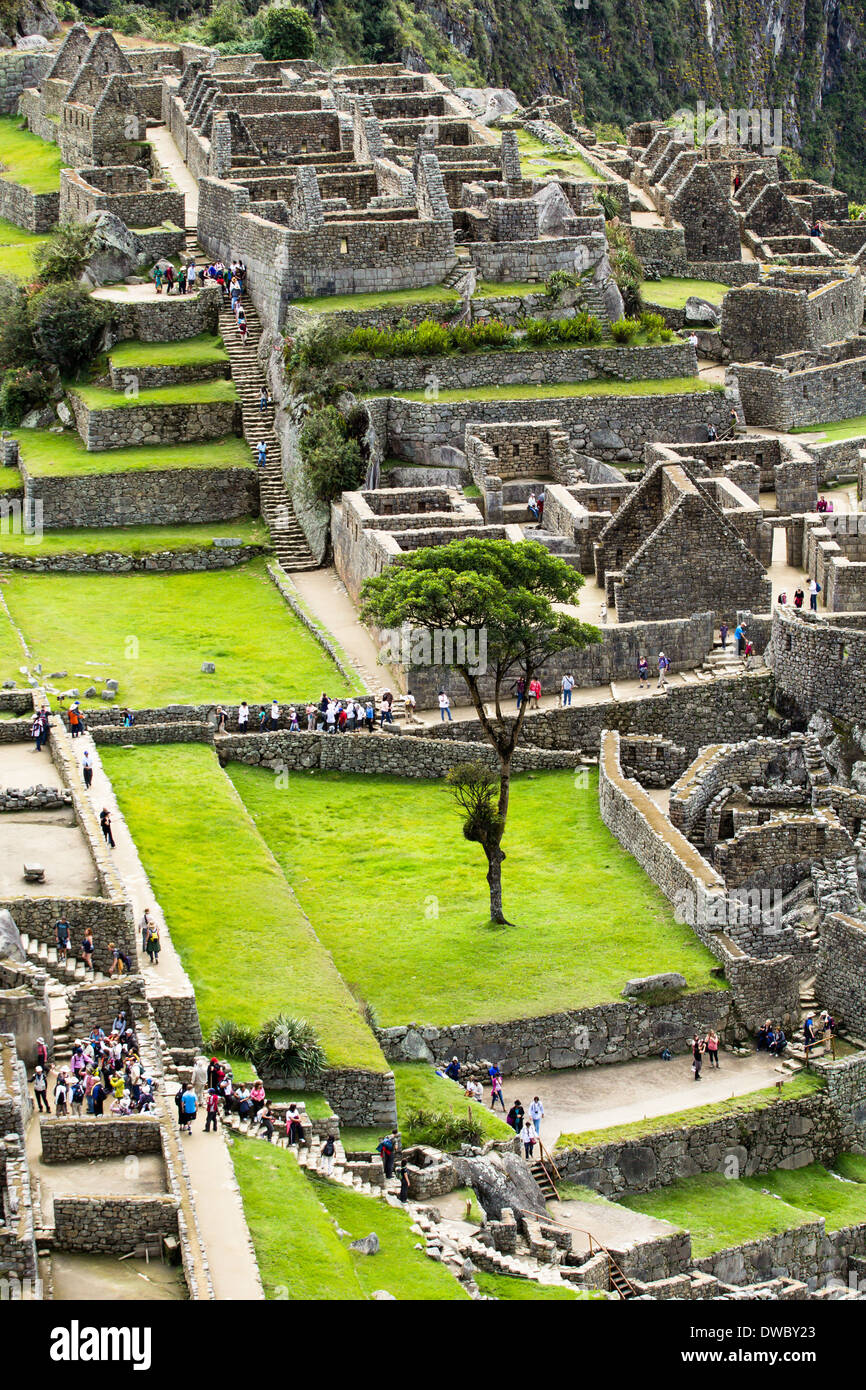 View of the ancient Inca City of Machu Picchu. The 15-th century Inca ...
