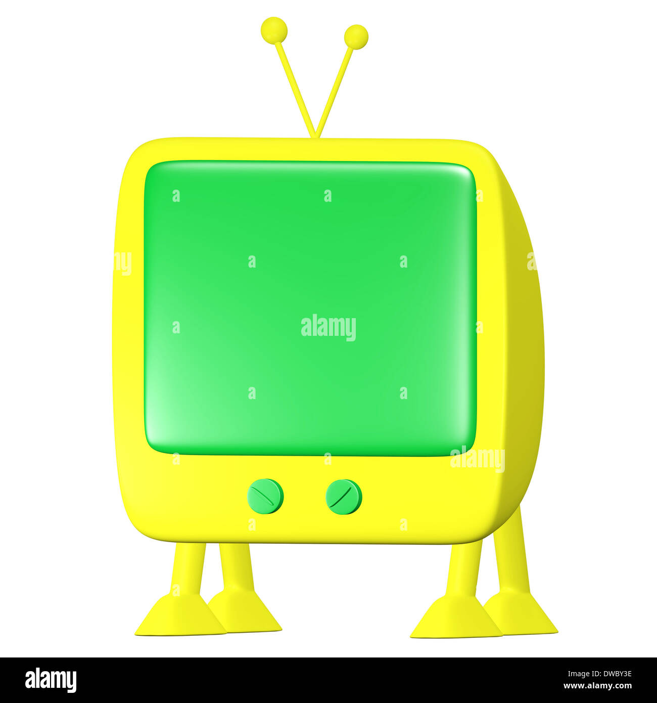 Walking Yellow Cartoon TV Stock Photo - Alamy