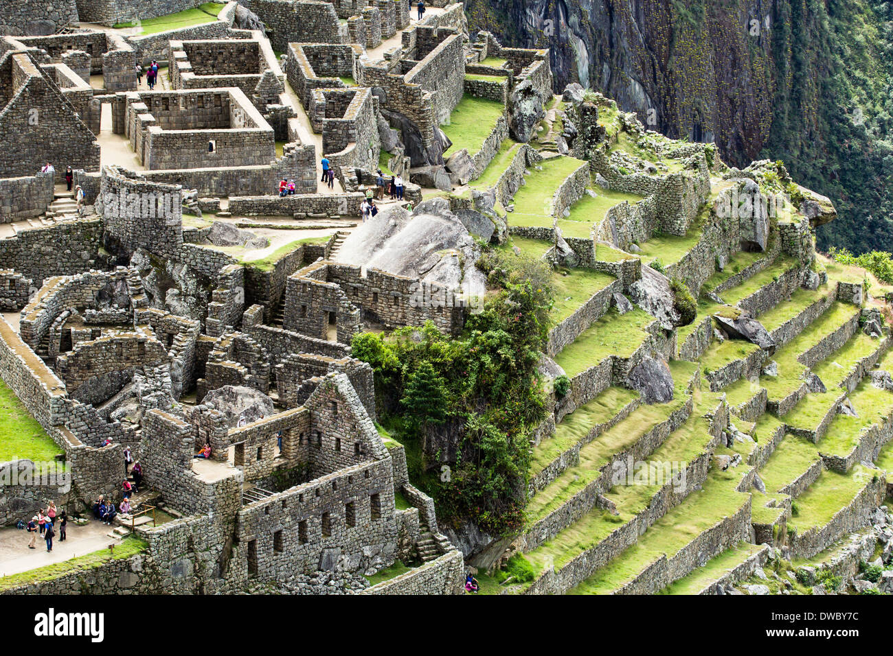 View of the ancient Inca City of Machu Picchu. The 15-th century Inca ...
