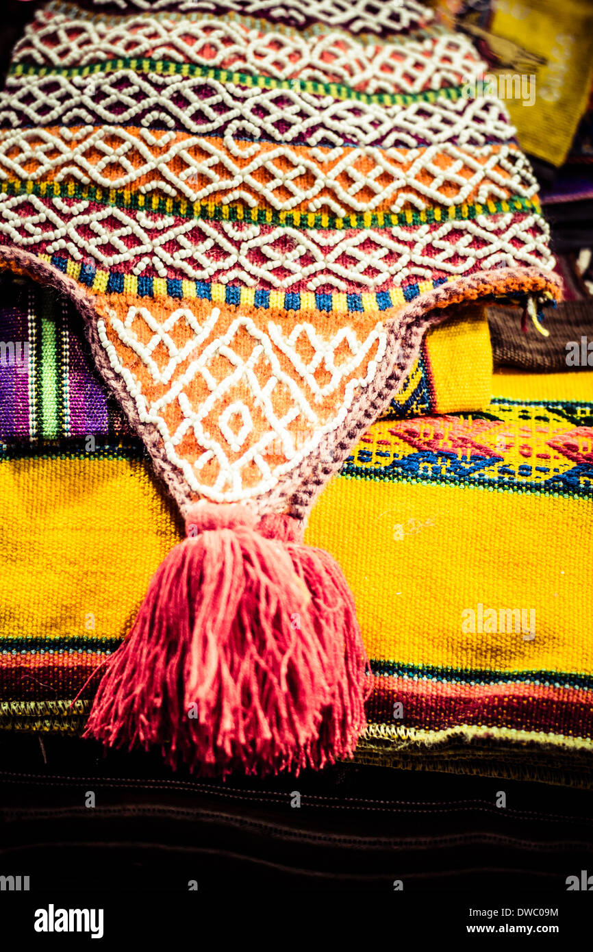 Colorful Fabric at market in Peru, South America Stock Photo - Alamy