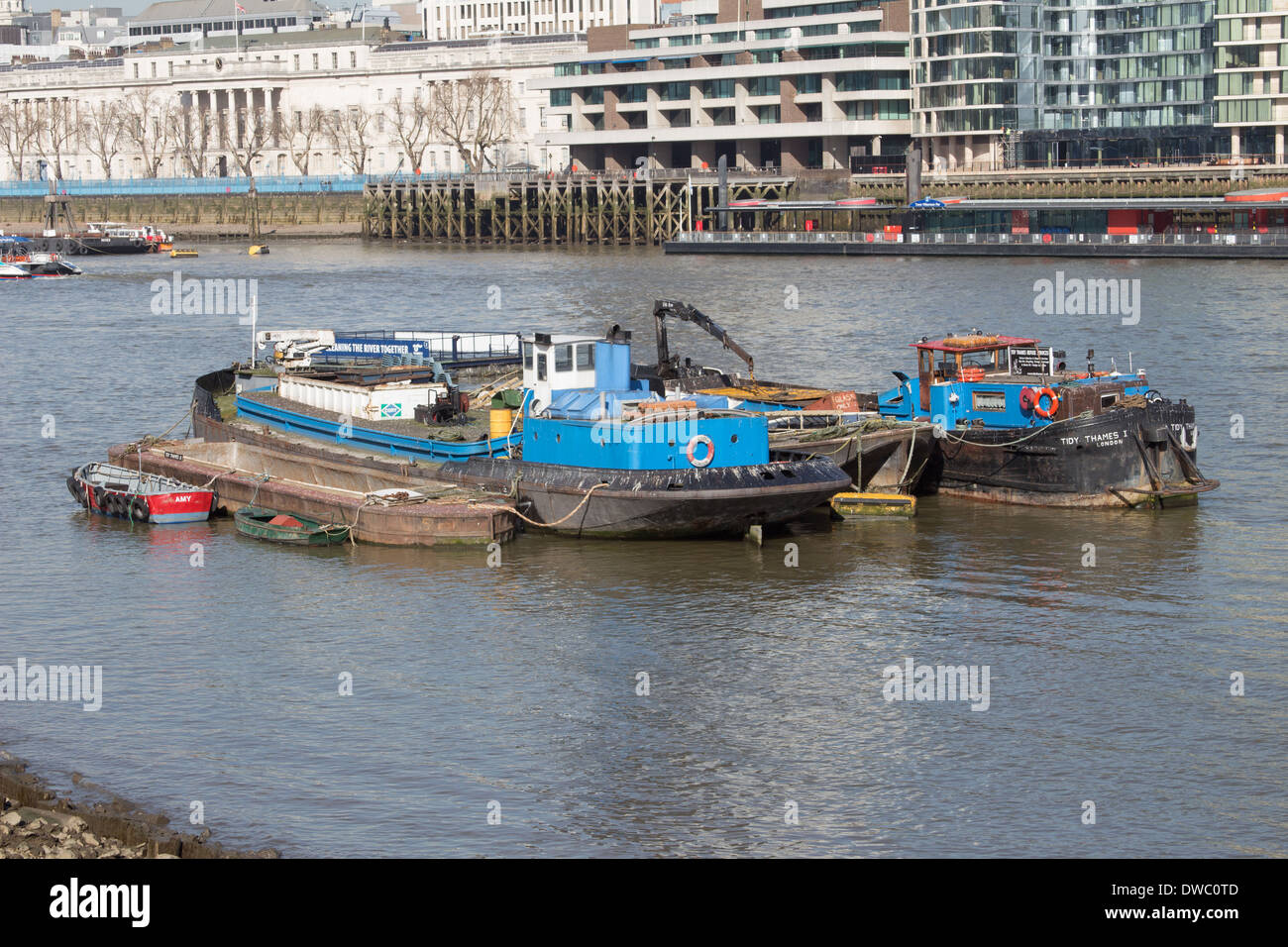 Barges on the River Thames Stock Photo - Alamy