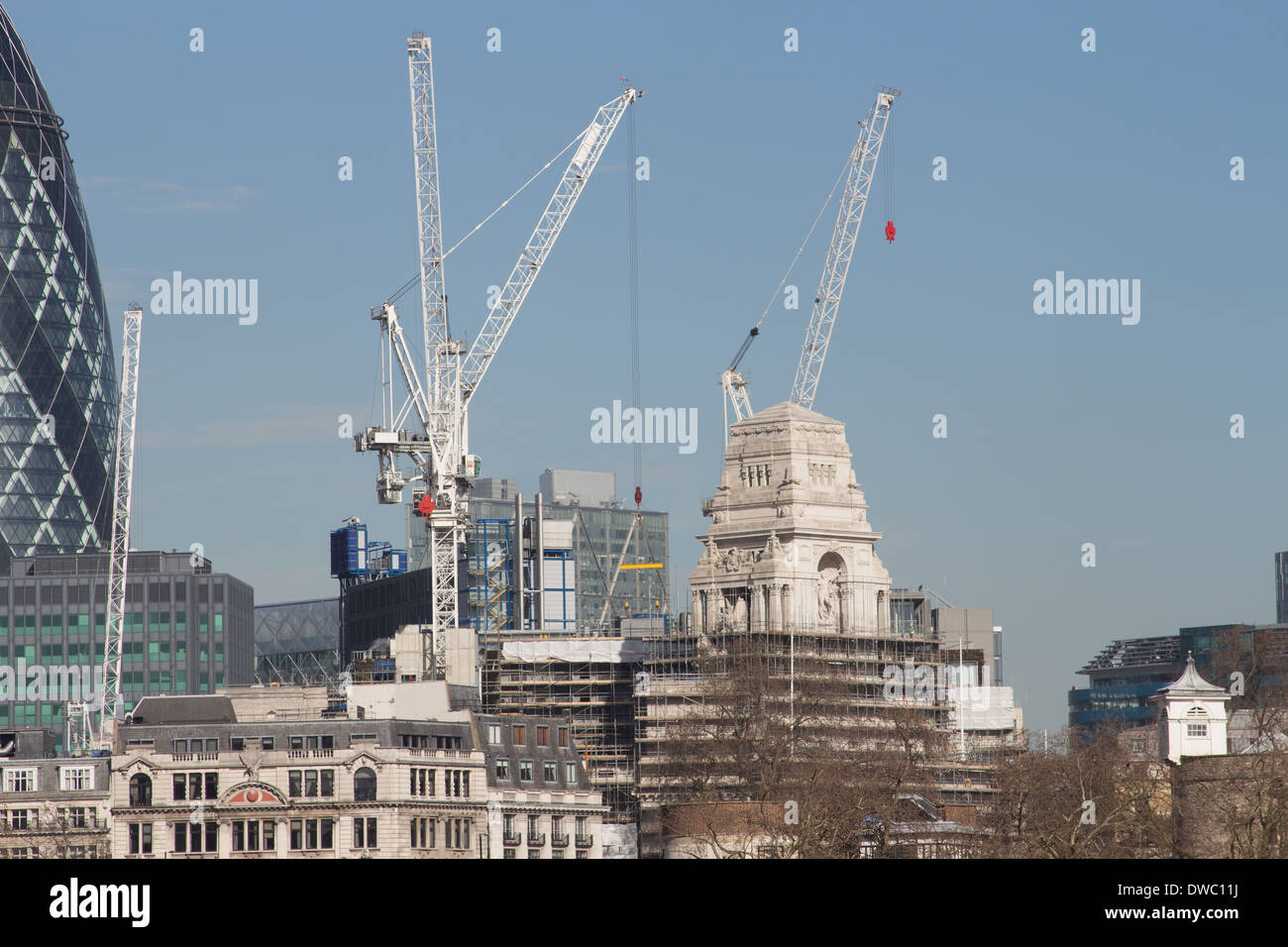 Trinity House construction cranes skyline Stock Photo - Alamy