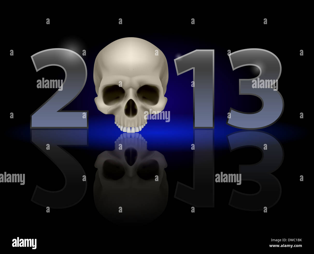 Twenty Thirteen Year. Skull. Illustration on black background Stock Photo - Alamy