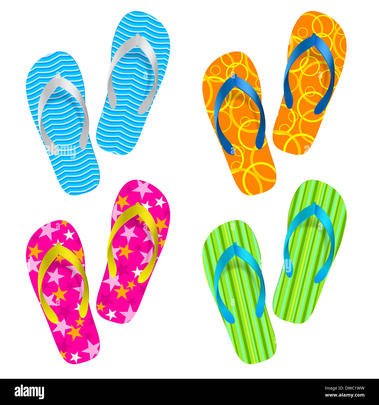 Flip flop set. Illustration on white background Stock Photo - Alamy