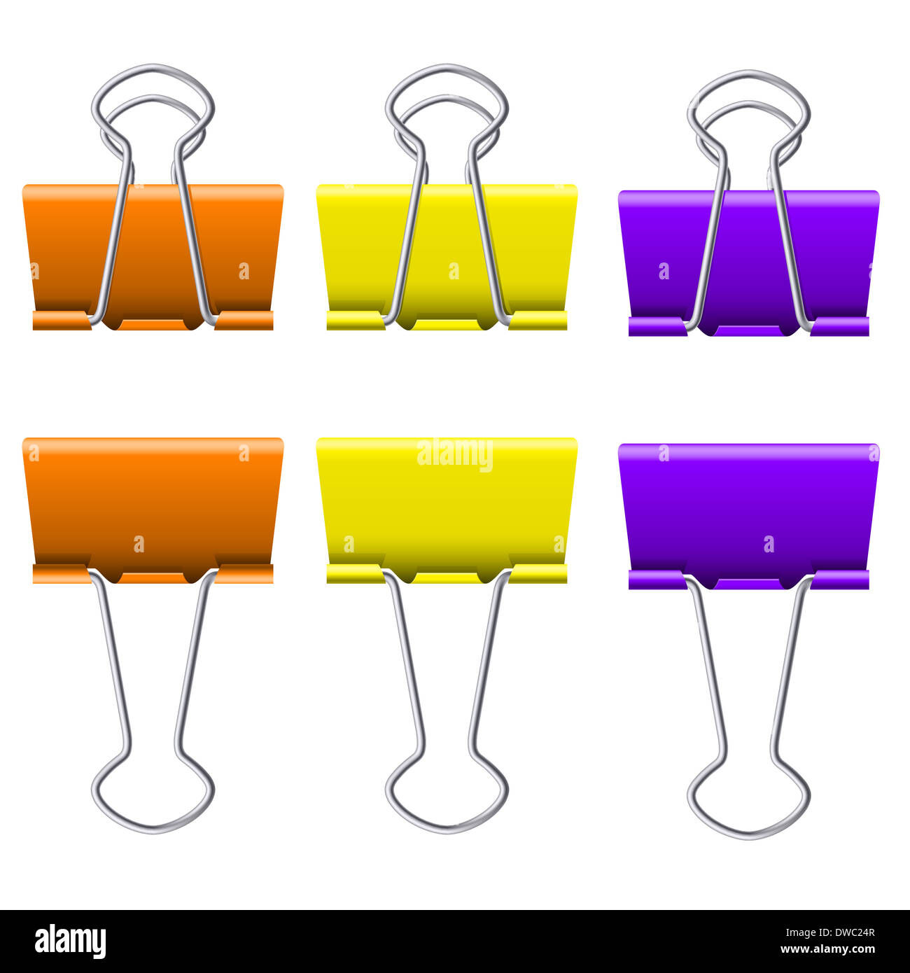 Color binder clips. Illustration on white background for design Stock ...