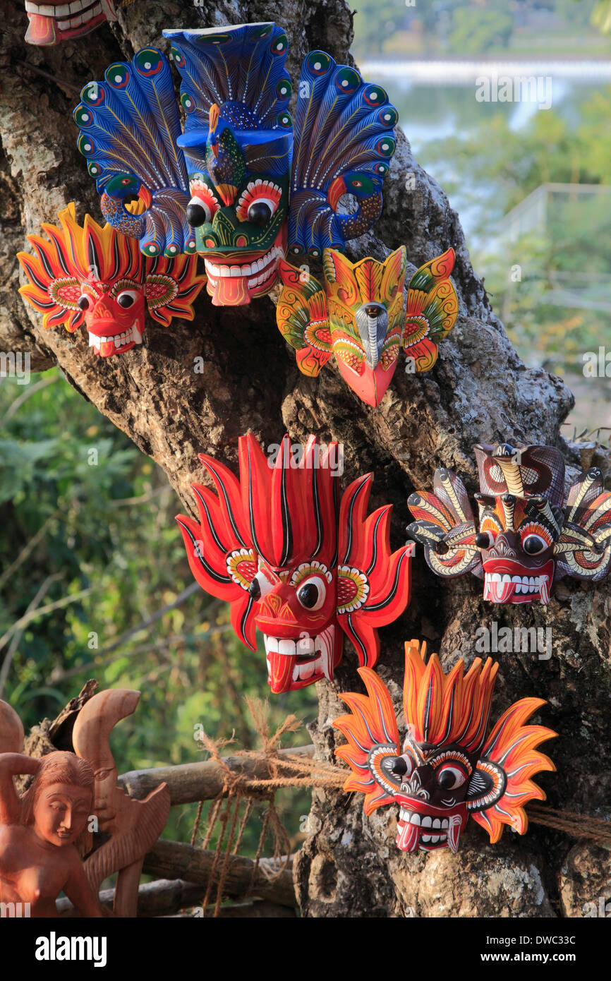 Sri Lanka; Kandy; masks, carved wood, handicraft Stock Photo - Alamy