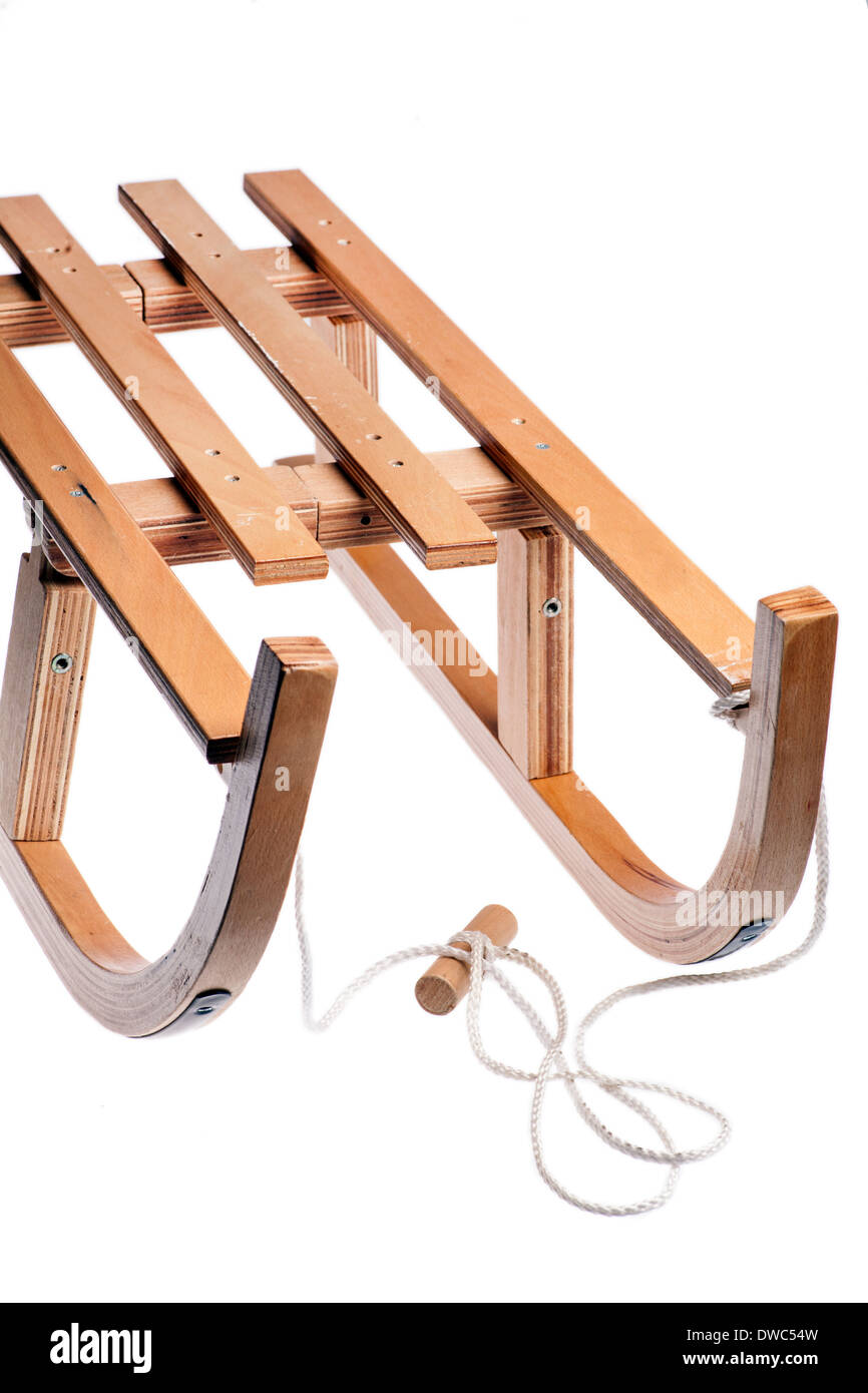 Color picture of a vintage wooden sledge isolated on white Stock Photo ...