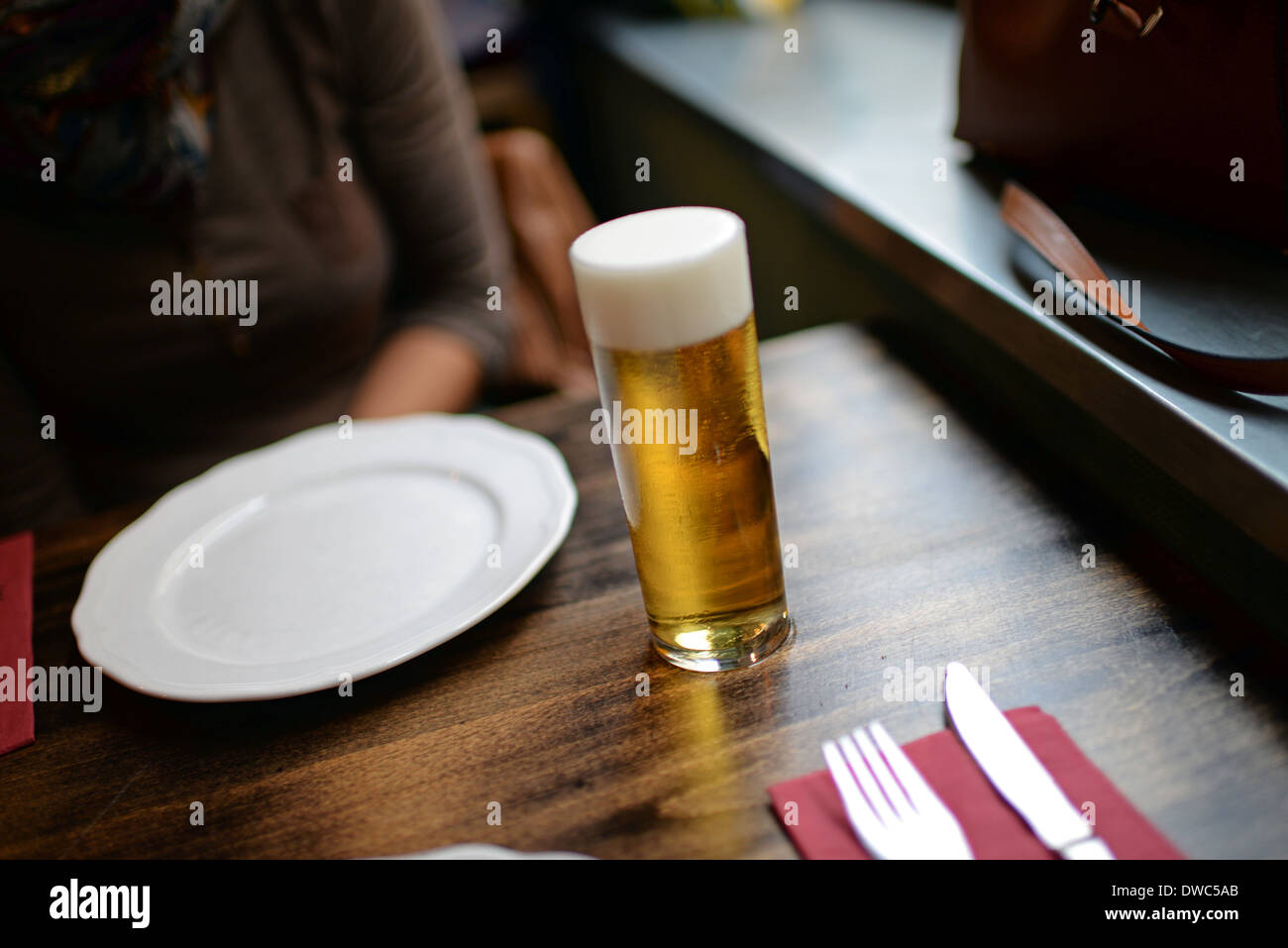 Beer on table ready for lunch Stock Photo - Alamy