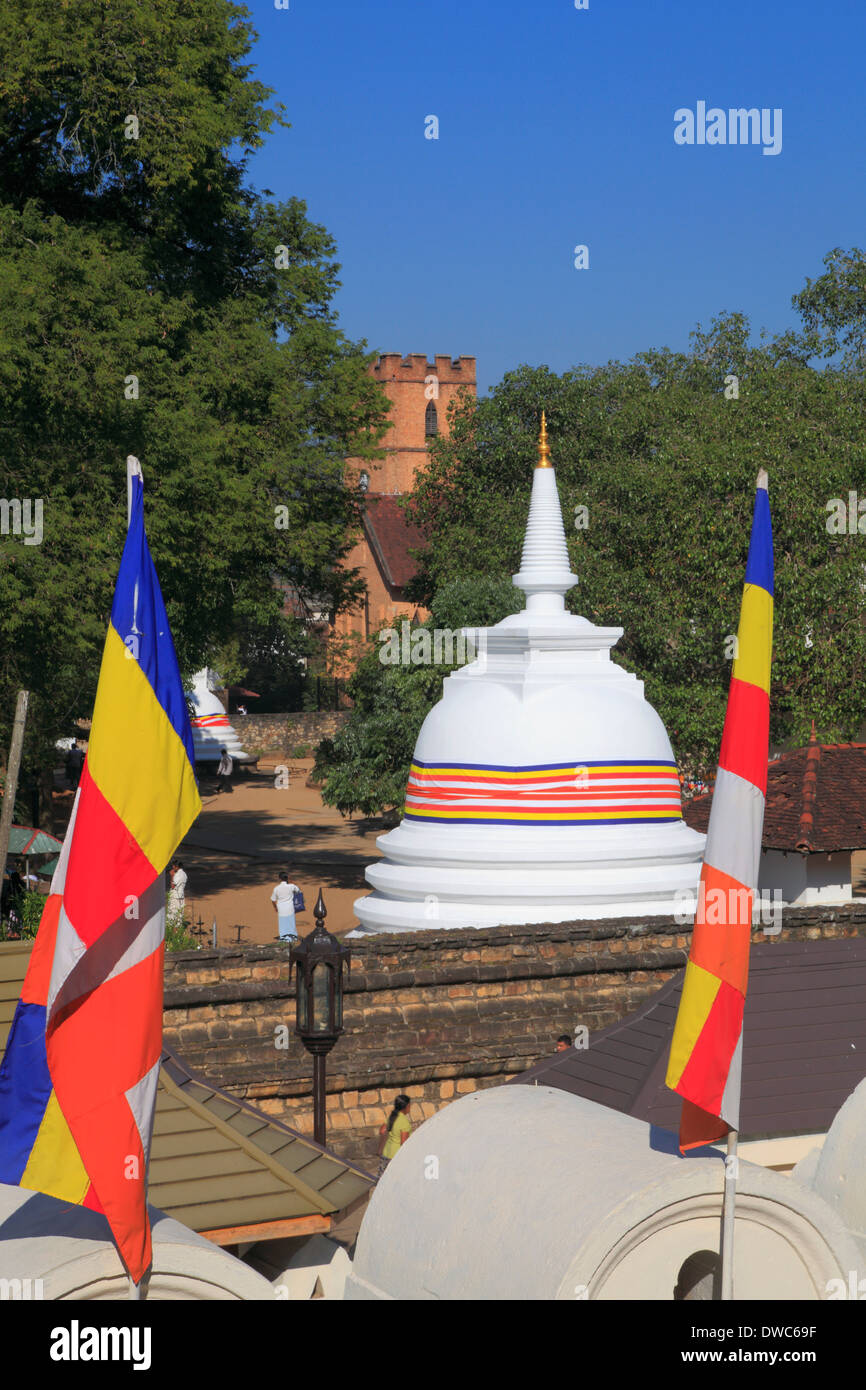Sri Lanka; Kandy; Natha Devale Shrine, dagoba, buddhist flags Stock ...