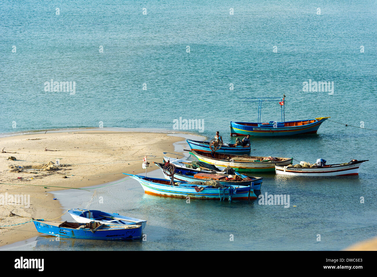 North Africa, Tunisia, Cape Bon, Hammamet. Typical traditional fishing ...