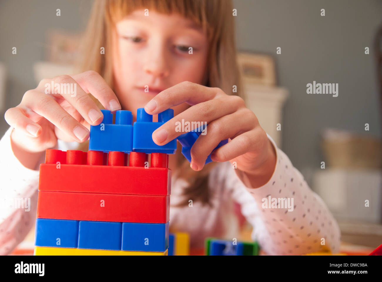 Girl building with blocks hi-res stock photography and images - Alamy