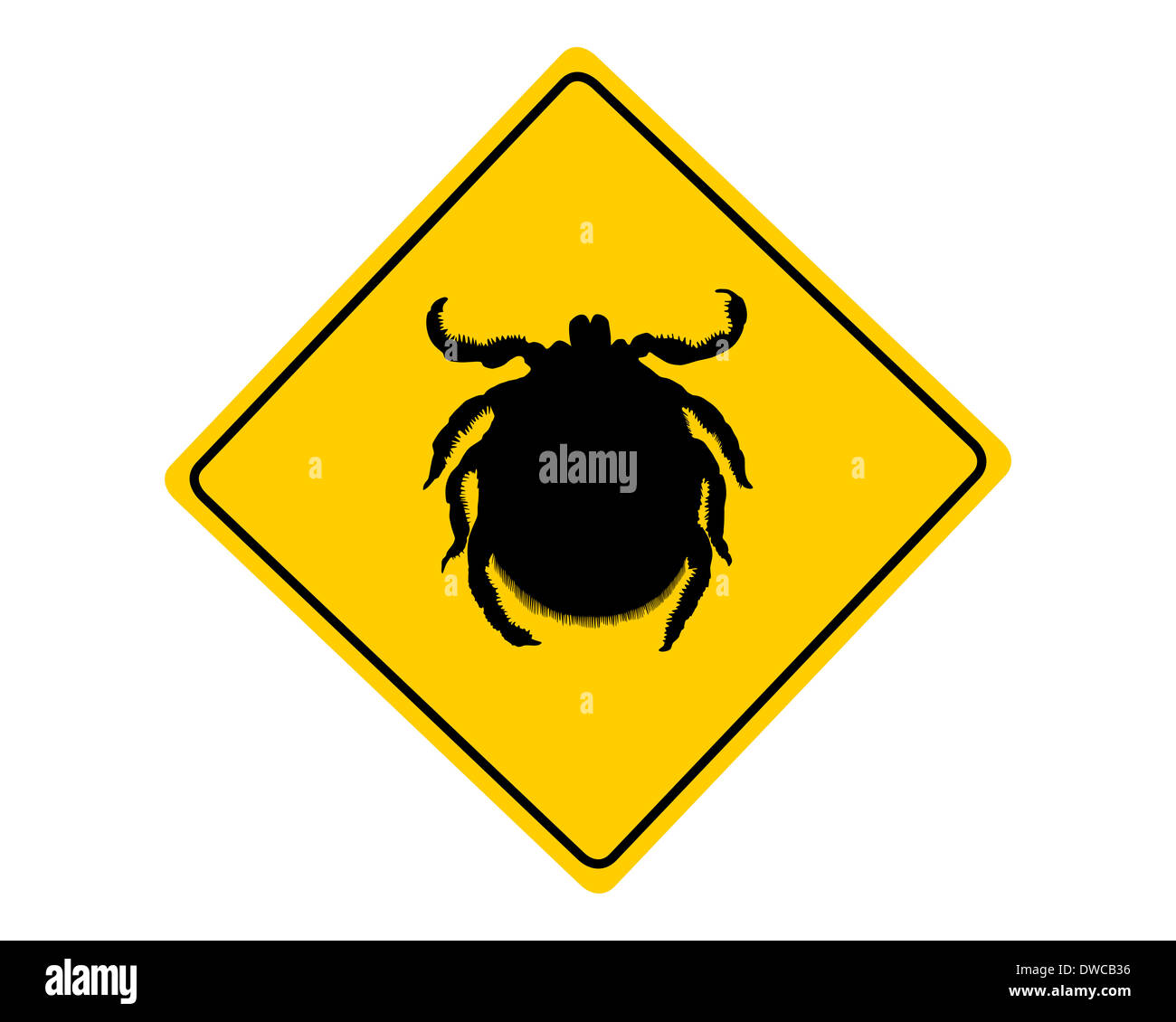 Tick warning sign Stock Photo - Alamy