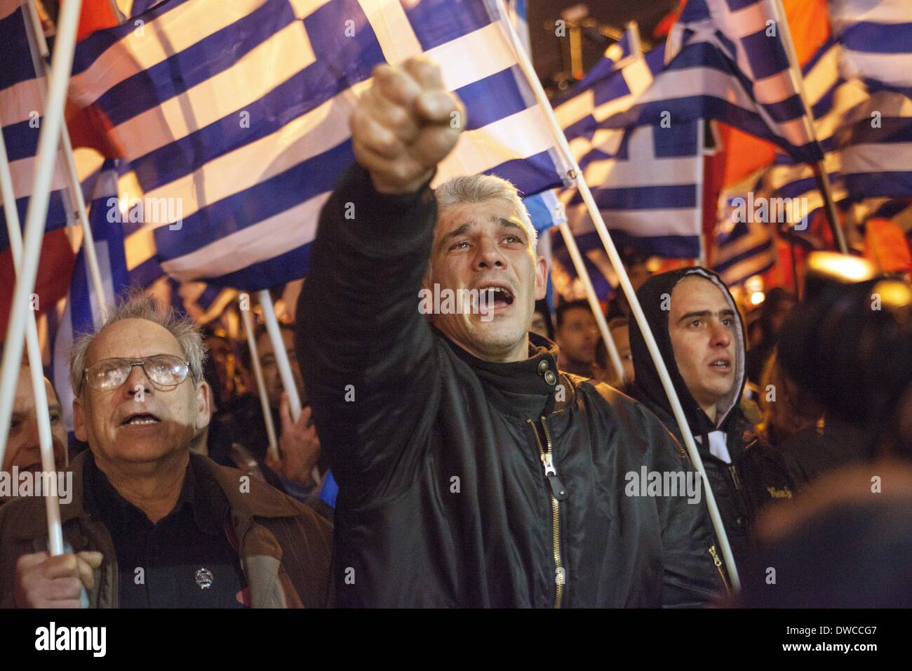 Supporters of far-right Greek Party Chrysi Avgi (Golden Dawn) during ...