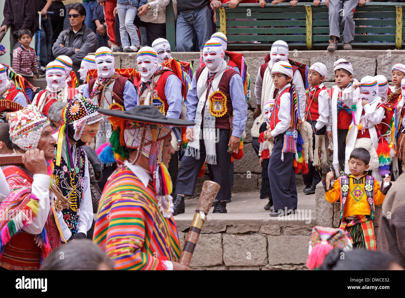 traditional costume parade in Aguas Calientes, Peru, South America ...