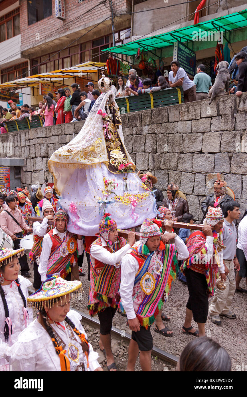 traditional costume parade in Aguas Calientes, Peru, South America ...