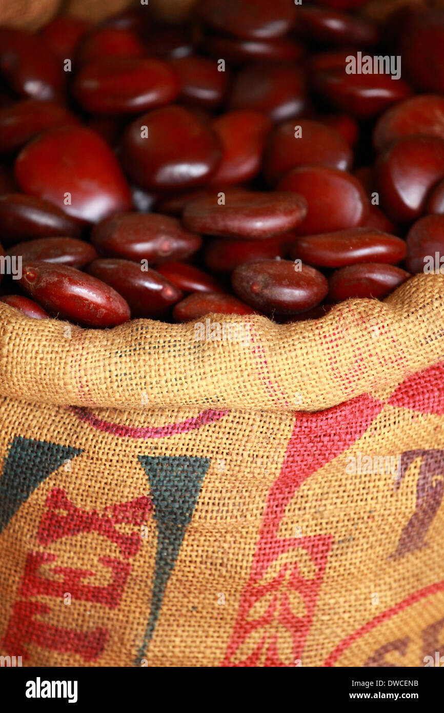 Big bag with nutmeg in indian market Stock Photo - Alamy