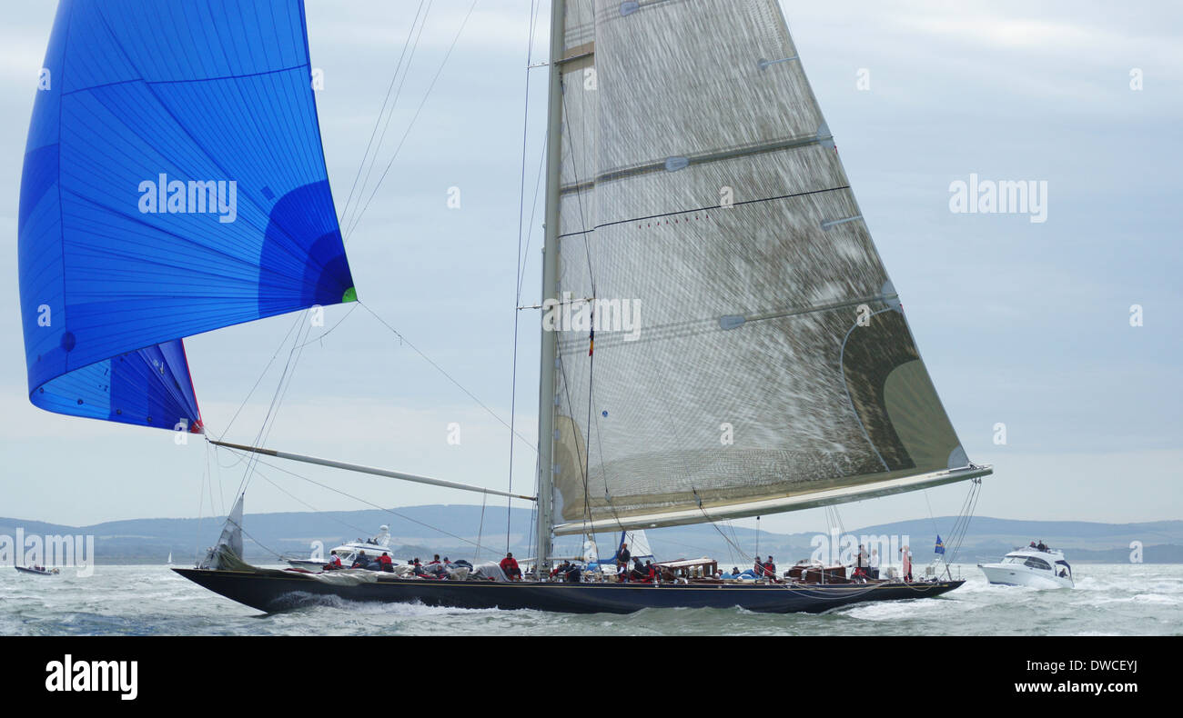 J-class yacht k7 Velsheda and crew during 2012 j-class regatta off the ...