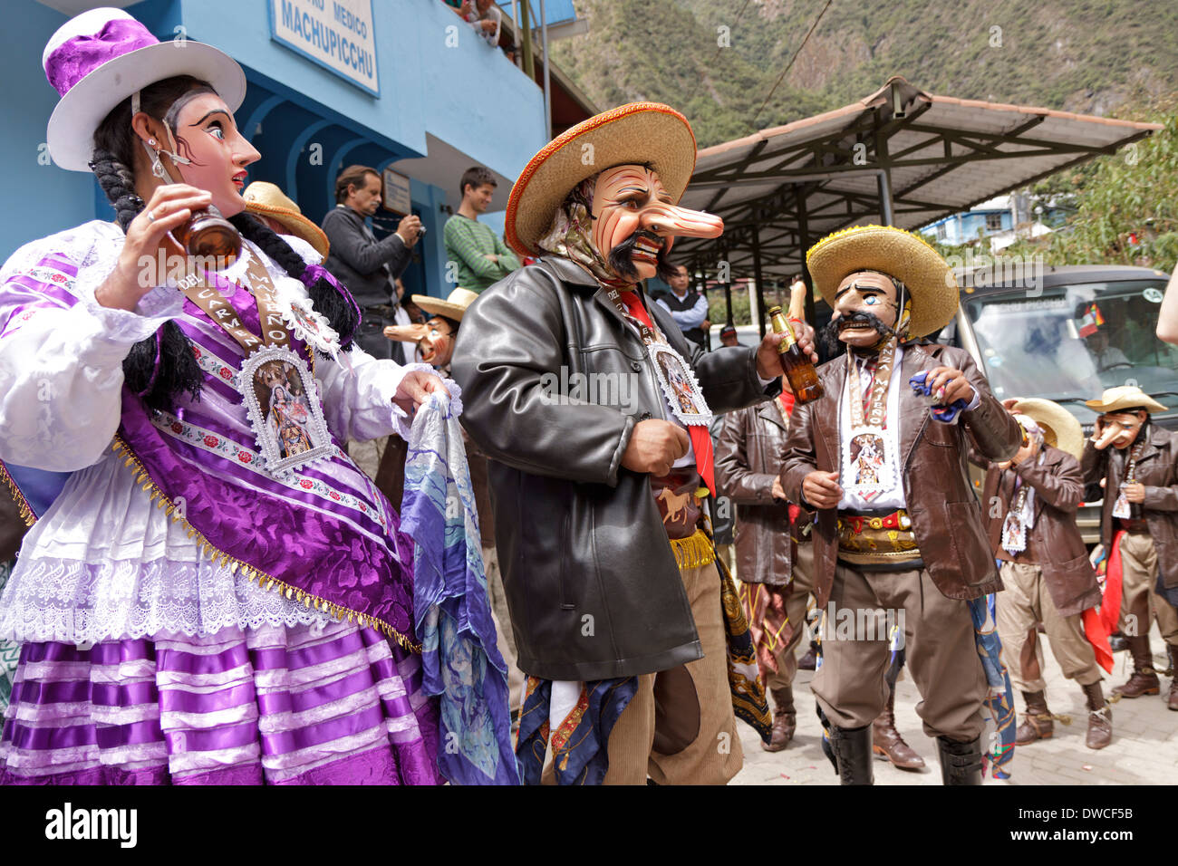 traditional costume parade in Aguas Calientes, Peru, South America ...