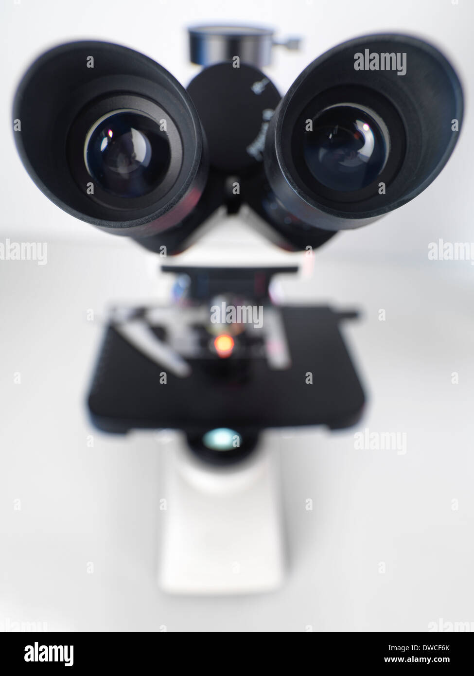 A view down the eye piece of a upright compound microscope Stock Photo ...
