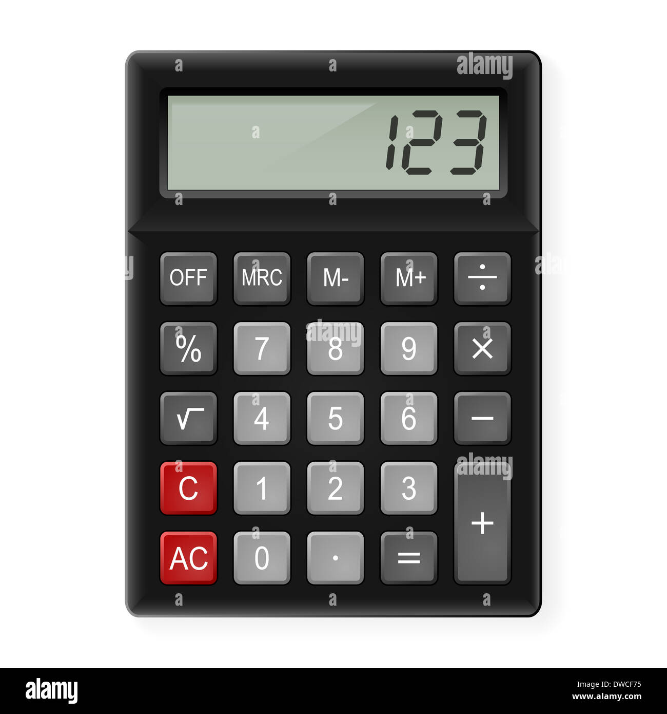 Top View of Black Calculator. Illustration on white Stock Photo - Alamy